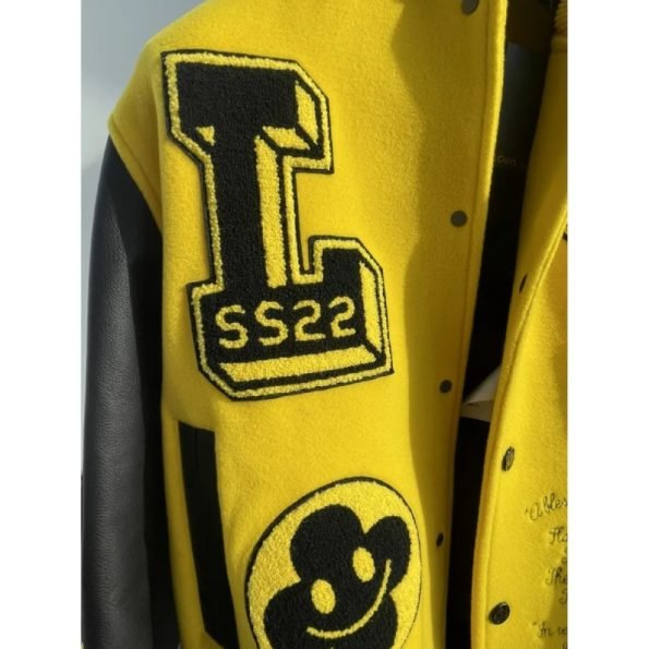 LV Varsity Yellow and Black Leather Jacket - The Film Jacket